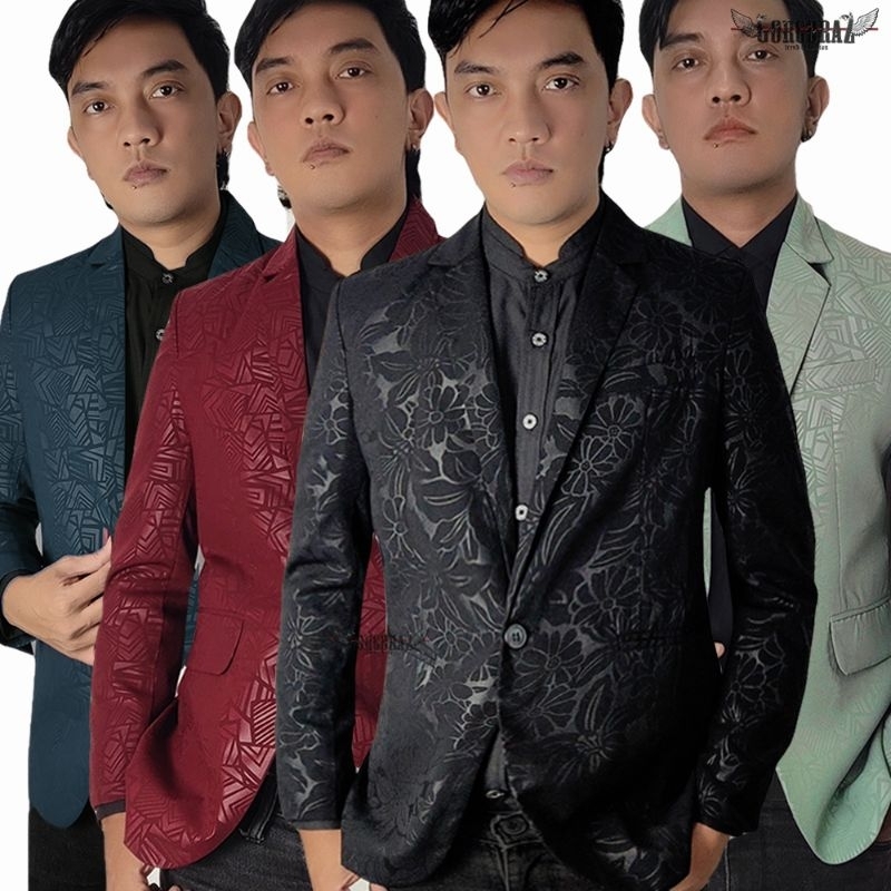 Jual jas blazer batik pria embos hitam merah biru sage slimfit casual ...