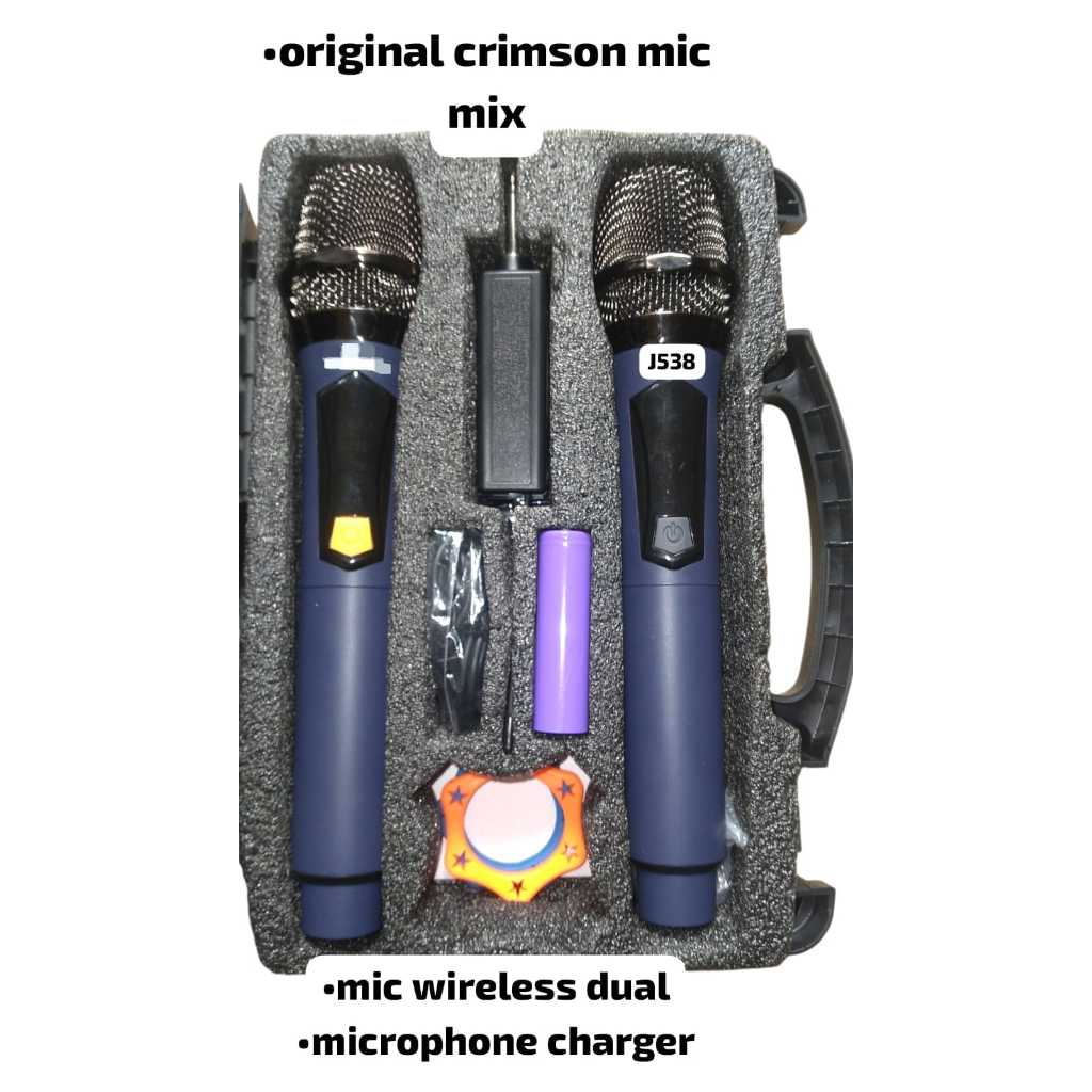 Jual J538 CRIMSON MIK MIX MIC WIRELESS DUAL WIRELES MICROPHONE CHARGER ...