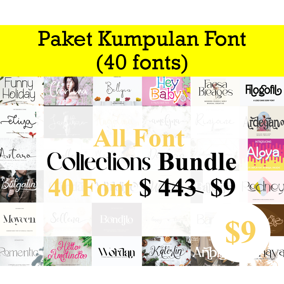 Jual Paket Kumpulan Font (40 fonts) | Shopee Indonesia