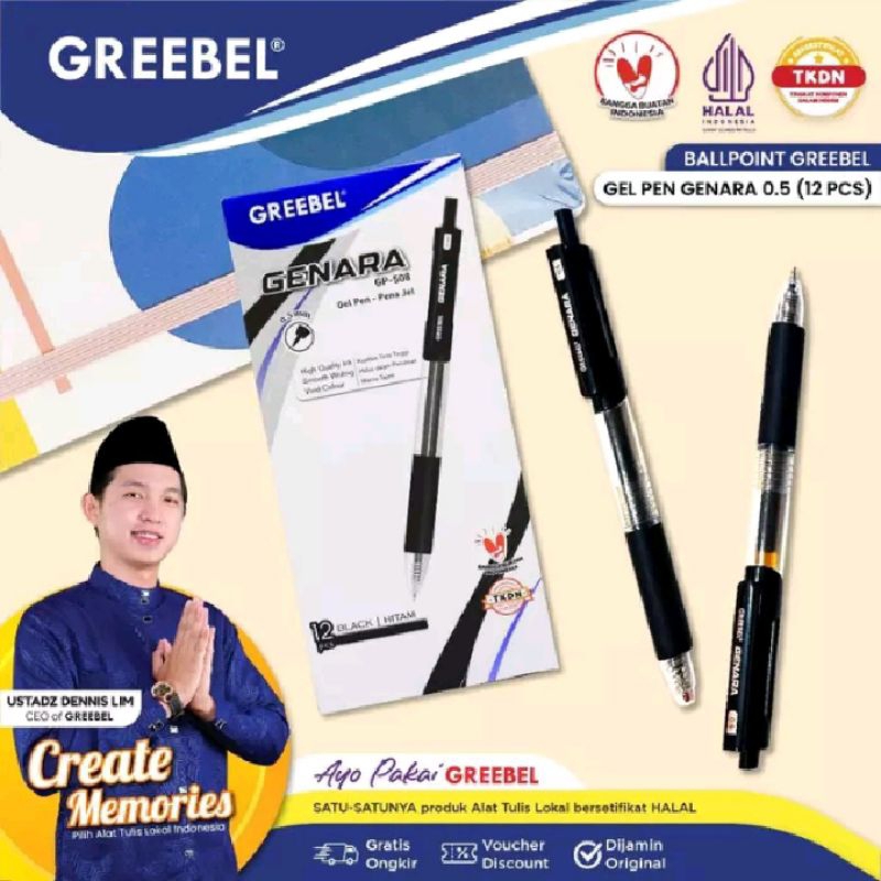 Jual GREEBEL GEL PEN GP-508 GENARA | Shopee Indonesia