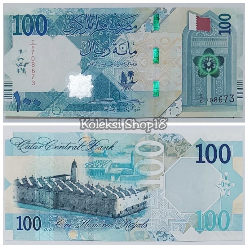 Jual Koleksi Uang Asing Qatar Riyal Pecahan 100 Riyal | Shopee Indonesia