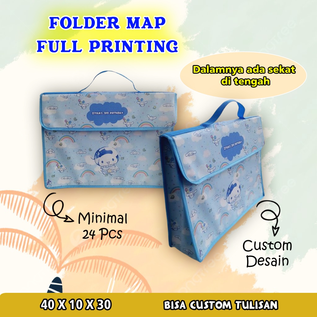 Jual Souvenir Ultah Tas Folder Map Anak Custom Tempat berkas alat tulis Sekolah Full print ...