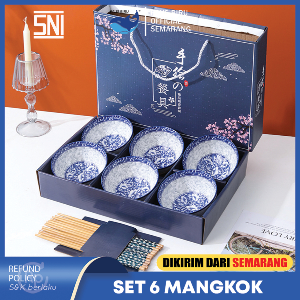 Jual Set 6 Mangkuk Keramik SNI - Paket Mangkok Hampers 6 Pcs FREE ...