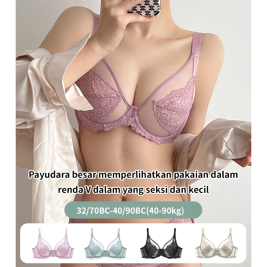 Jual M-2XL 50-90KG Pakaian dalam renda musim panas berbahan tulle tipis/Pakaian Dalam Merah Muda ...