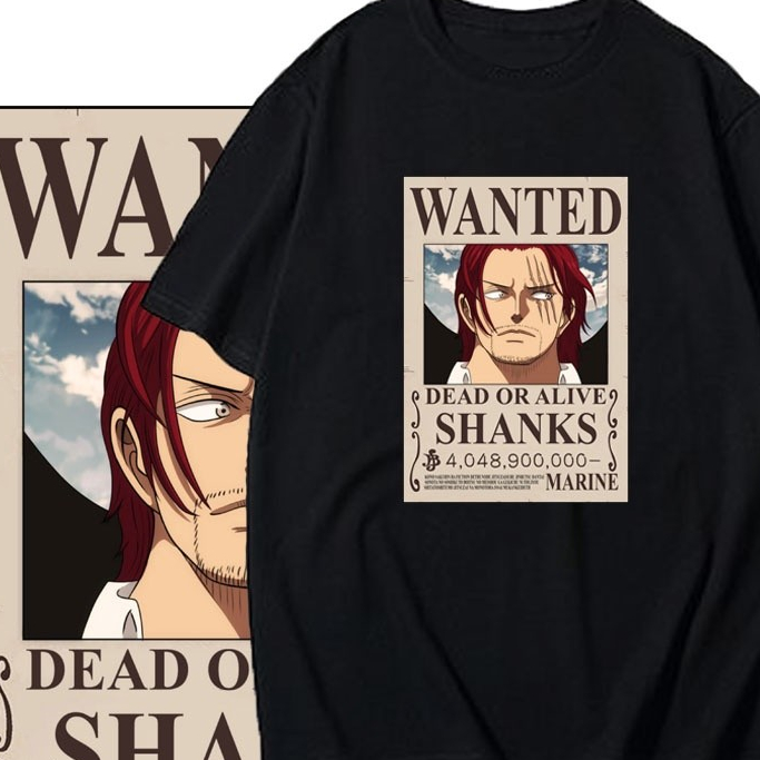 Jual Kaos One Piece Bounty Akagami No Shanks Wanted / Hitam / T-shirt ...