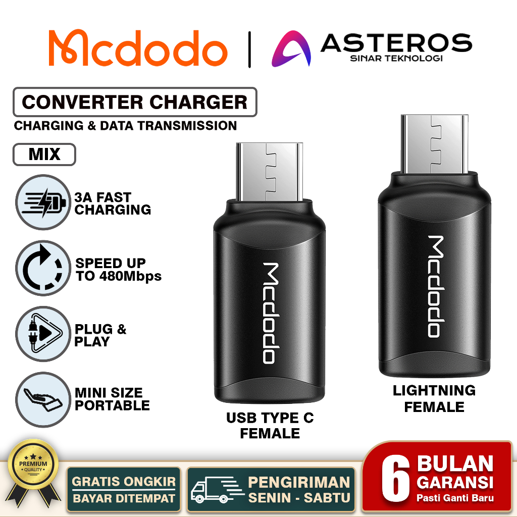Jual MCDODO Converter Charger USB C To Micro USB ,Lightning To Micro ...