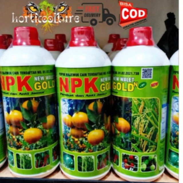 Jual Pupuk NPK Gold 1 Liter Pupuk Lengkap Daun Buah Majemuk Plus Anti Jamur Plus GA3 ZPT ...