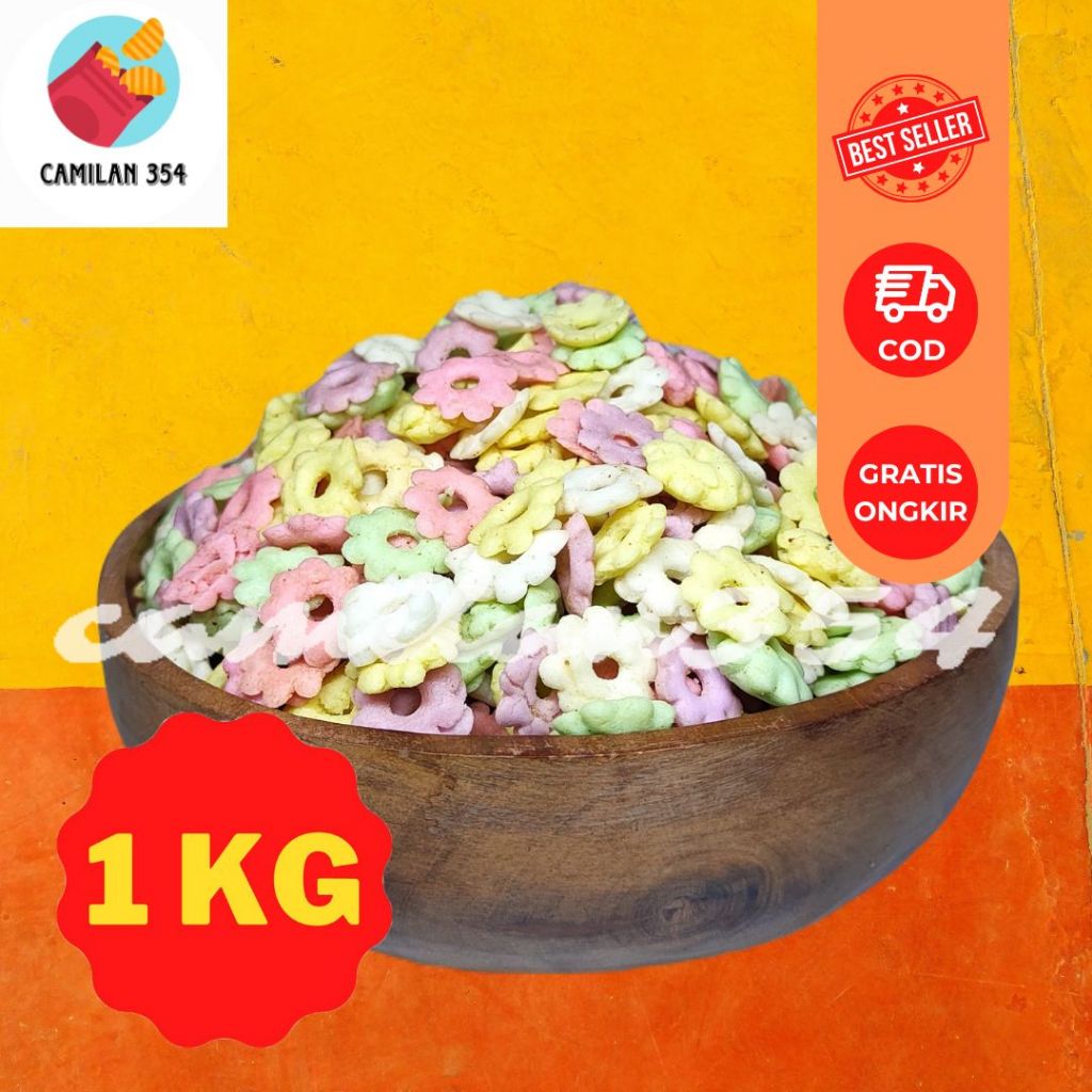 Jual [KILOAN] Snack Sakura Bunga Warna Warni Gurih - 1000gr / Snack ...