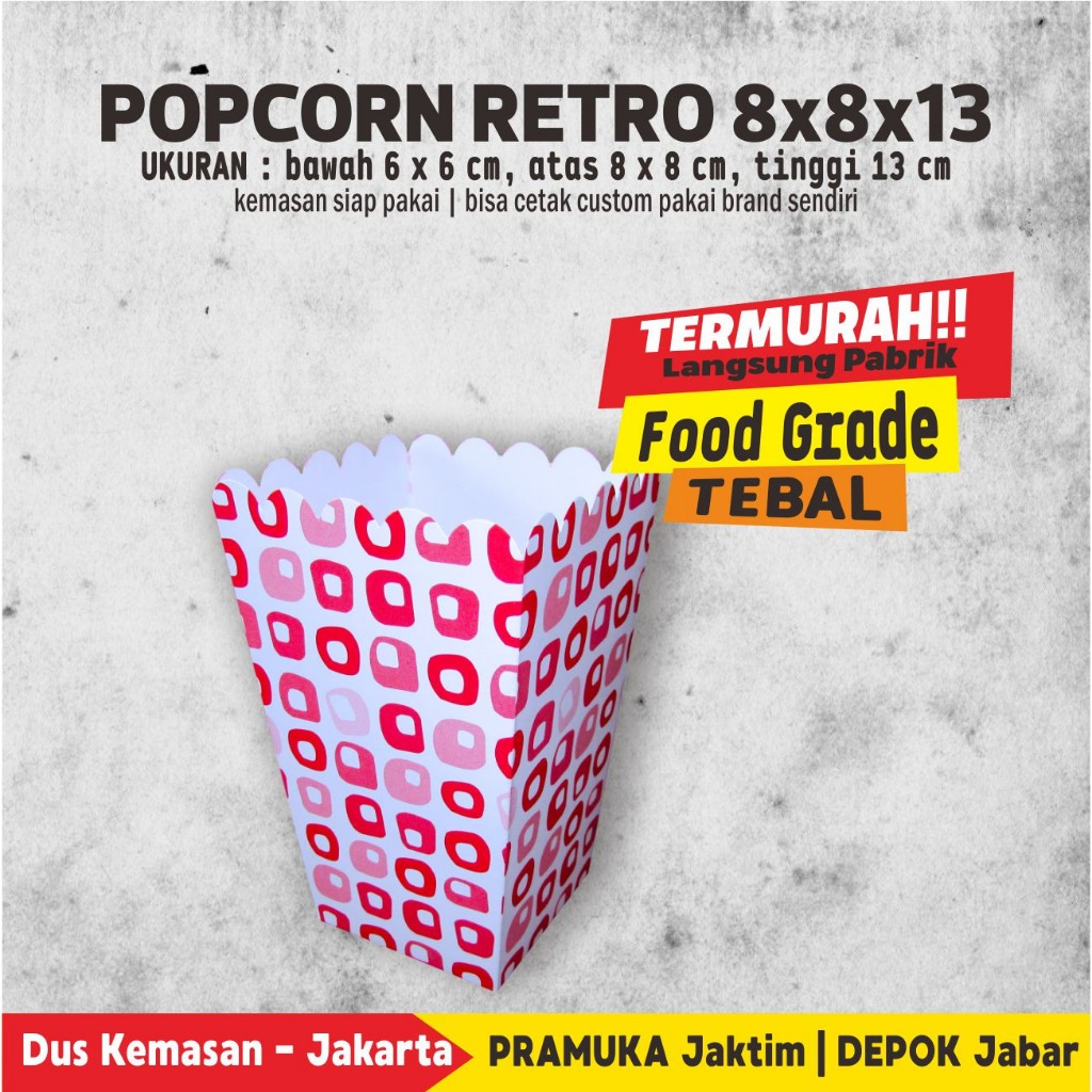 Jual Box Popcorn Retro 8x8x13 cm Foodgrade | Shopee Indonesia