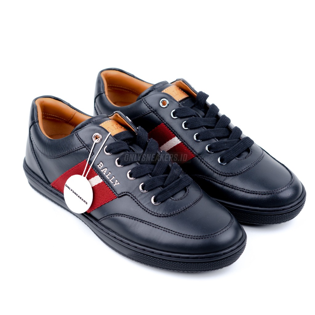 Jual BALLY ORIANO CALFSKIN LEATHER SNEAKERS BLACK (100% AUTHENTIC ...