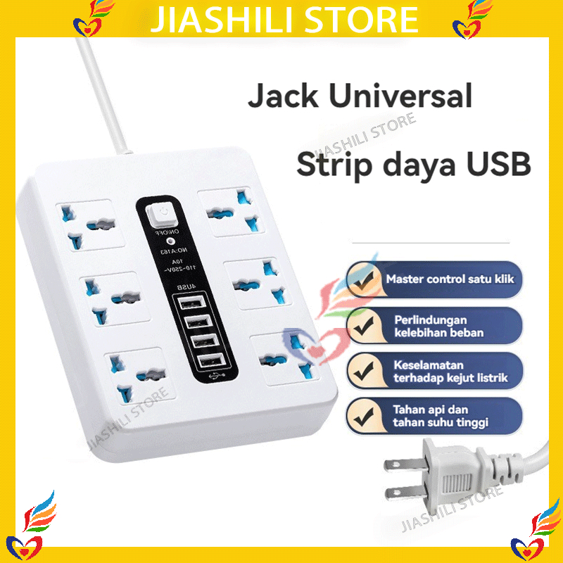 Jual POWER SOCKET ELECTRIC 4 USB 6 COLOKAN - STOP KONTAK TERMINAL USB DAN COLOKAN LISTRIK ...