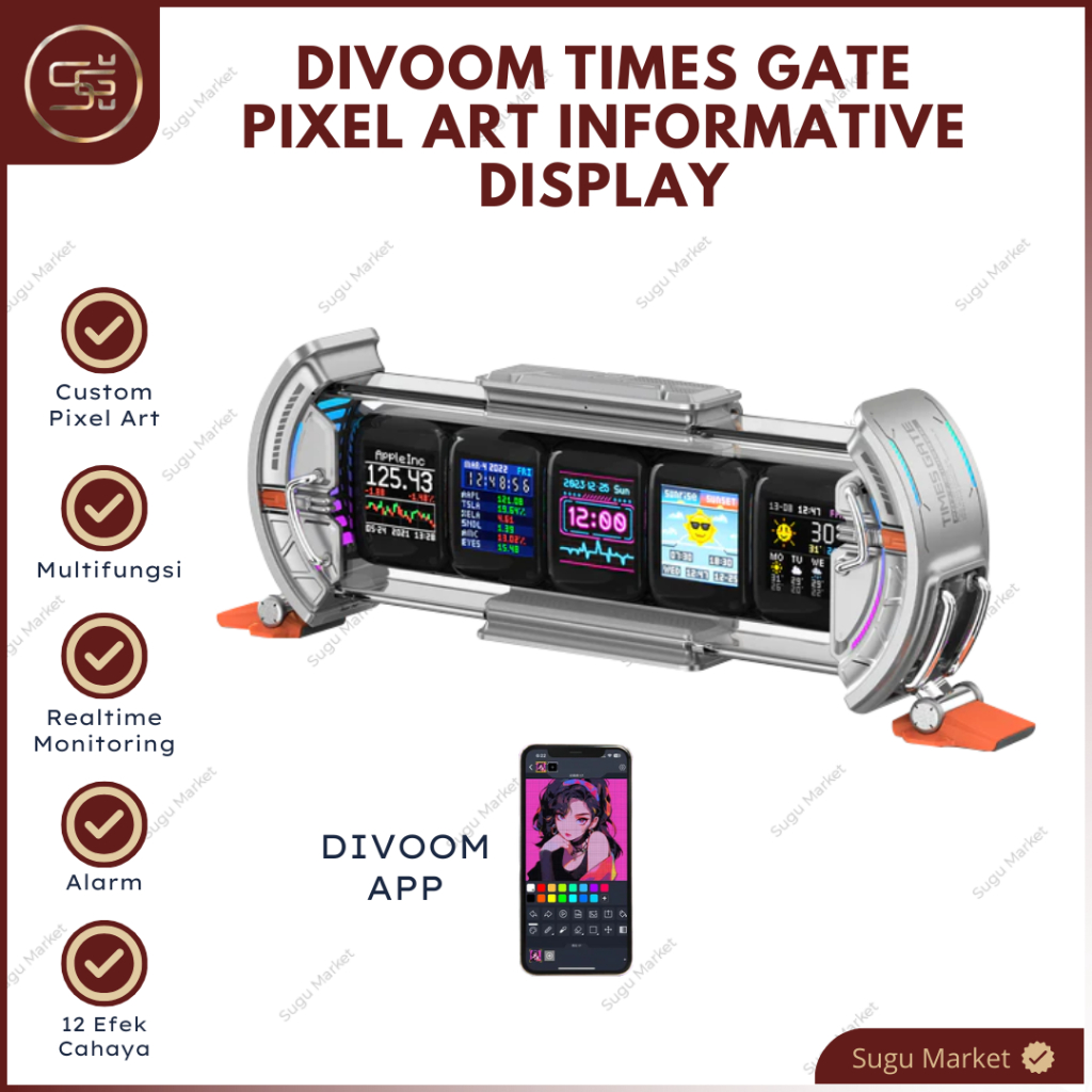 Jual Divoom Times Gate Pixel Art Informative Display Pixel Clock I ...