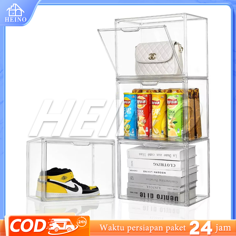 Jual HEINO Drop Front Plastic Kotak Akrilik Aesthetic/Kotak Penyimpanan ...