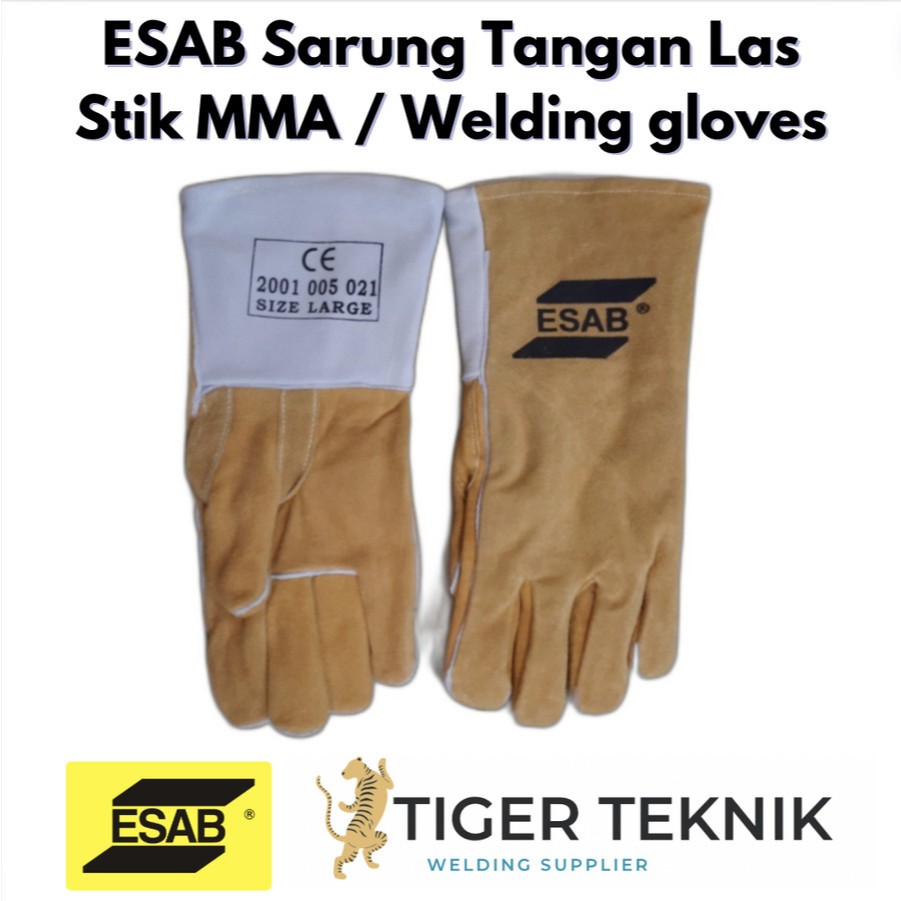 Jual ESAB Sarung Tangan Las Kulit Leather Stik MMA / ESAB Welding ...