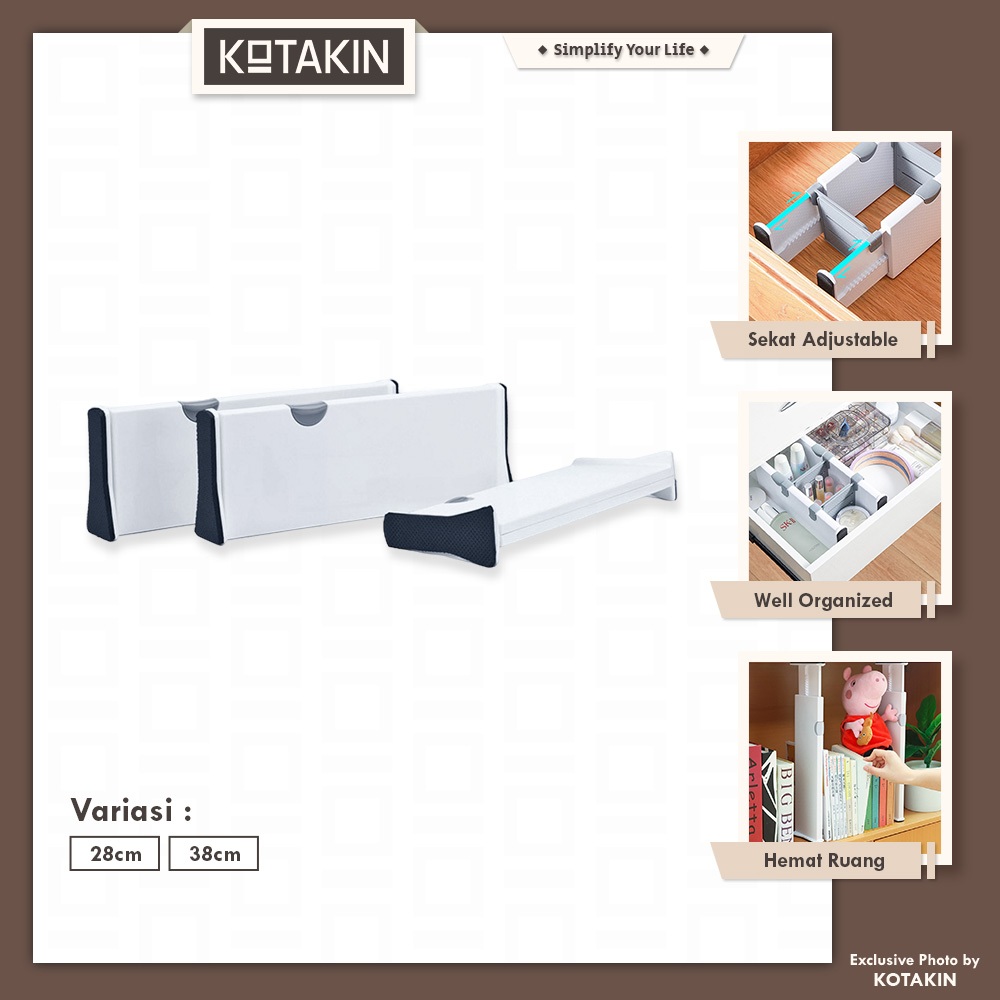 Jual Sekat Pembatas Laci Lemari Baju Bra Fleksibel Organizer Pembatas ...