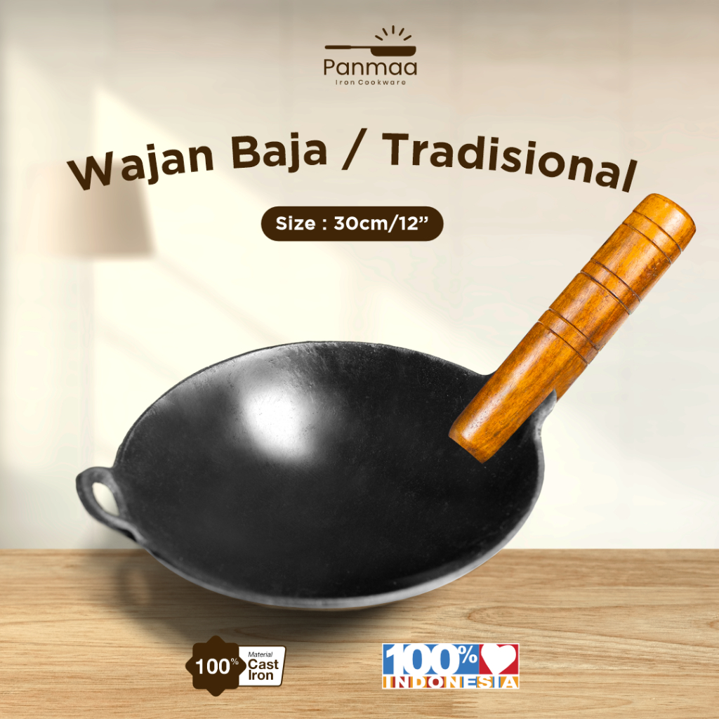 Jual Wajan baja cor 12” (30cm) tebal anti lengket / wajan nasi goreng ...