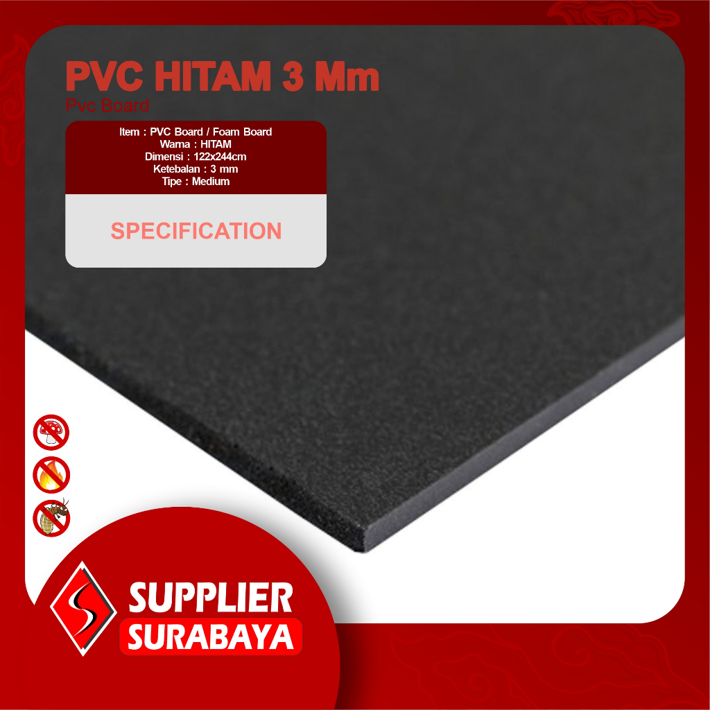 Jual PVC Board 3mm Medium Warna Hitam 122x244cm Free Packing Bubble ...