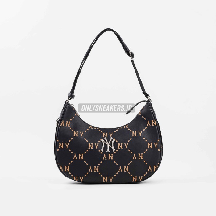 Jual MLB NEW YORK YANKEES DIA MONOGRAM EMBO LARGE LEATHER HOBO BLACK ...