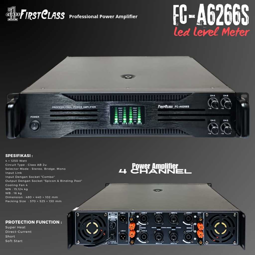 Jual FREE PACKING KAYU Power Amplifier Firstclass FC A 6260 S or A 6266 S | 6260S / 6266S fca ...