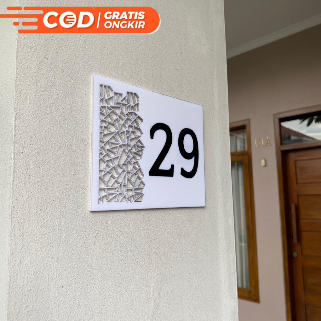 Jual Nomor Rumah Aesthetic Bahan Akrilik Tempel 3M Mewah Putih Font ...