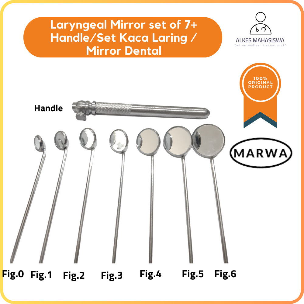 Jual Kaca Laring Laryngeal Mirror Set of 7 + Handle /Mirror Dental ...