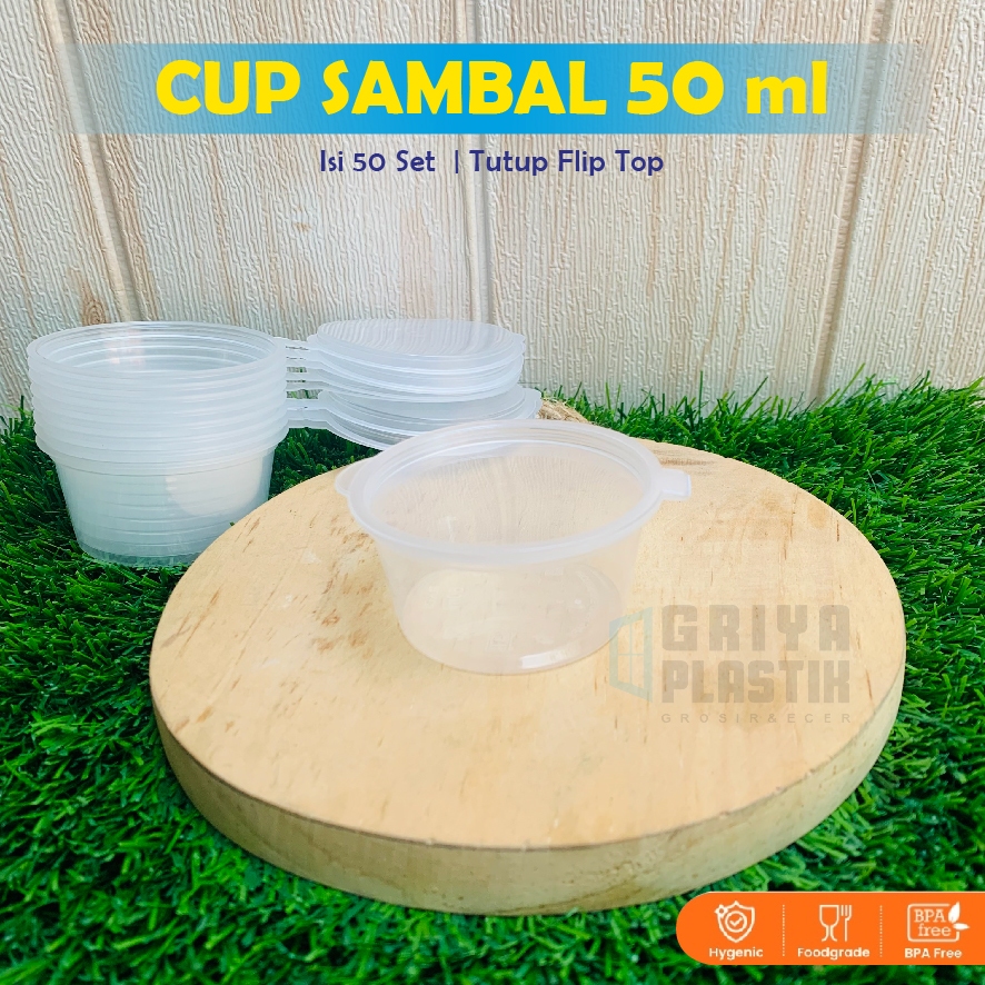 Jual [50 pcs] Cup Sauce Container 50ml / Cup Sambal / Tempat Saos ...