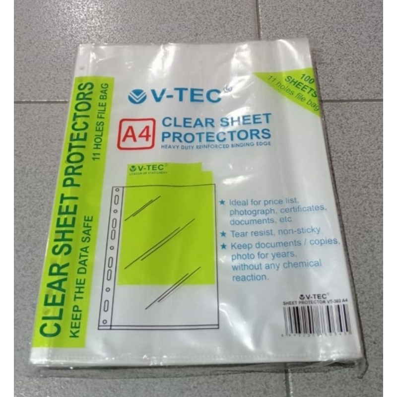 Jual Sheet Protector Vtec A4 isi 100 lembar (per 1 pack) | Shopee Indonesia