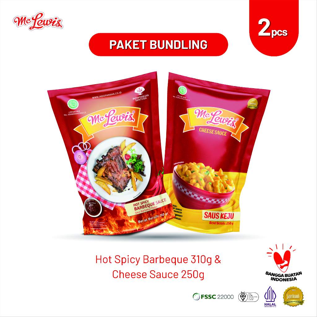 Jual [Paket Bundle] Mc Lewis Cheese 250 gr + Mc Lewis Hot BBQ 310 gr ...