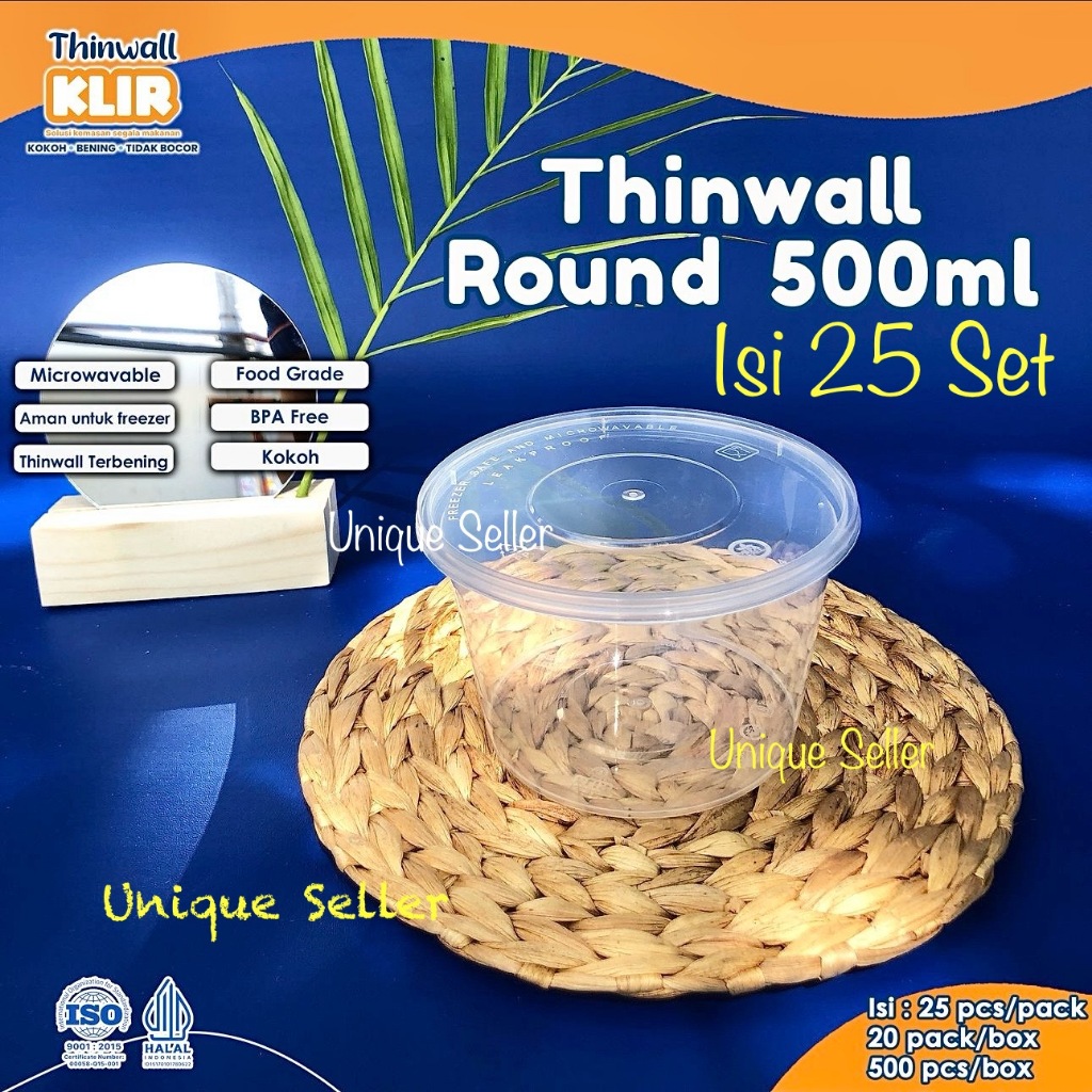 Jual [Isi25] Thinwall Roundbowl 500 ml 500ml KLIR / Thinwall Round 500 ...