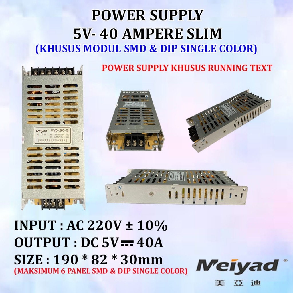 Jual POWER SUPPLY RUNNING TEXT SINGLE COLOR 5 VOLT 40 AMPERE SLIM 5V ...