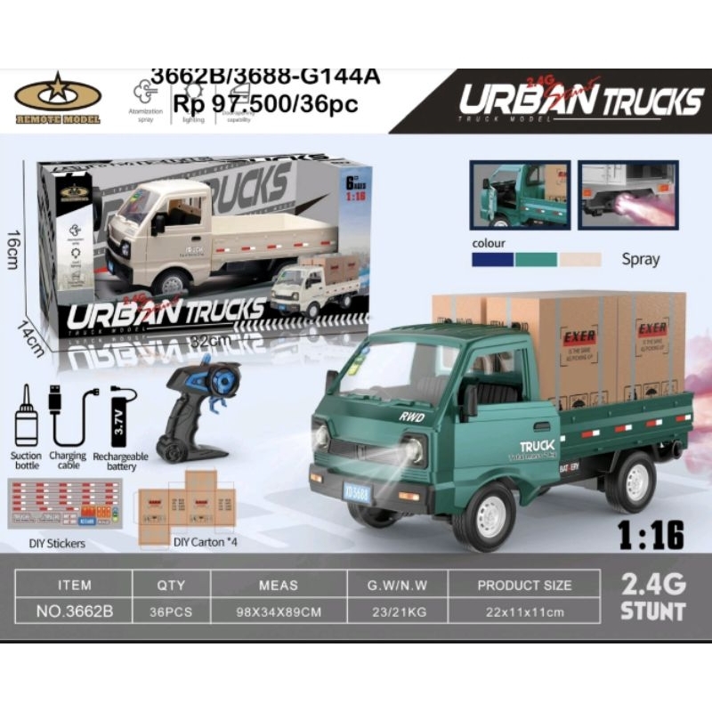 Jual Mainan Mobil RC pickup 1:16 Spray Asap bat cas Murah buka pintu ...
