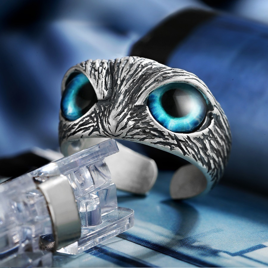 Jual Cincin Burung Hantu Mata Besar Warna Biru Model Terbuka | Shopee ...