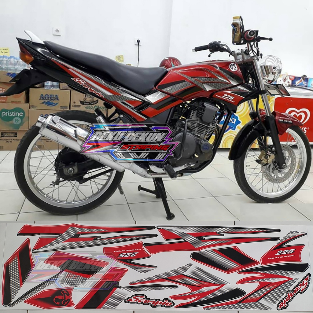 Jual Striping Scorpio Steko merah hitam 2004 produk printing | Shopee ...