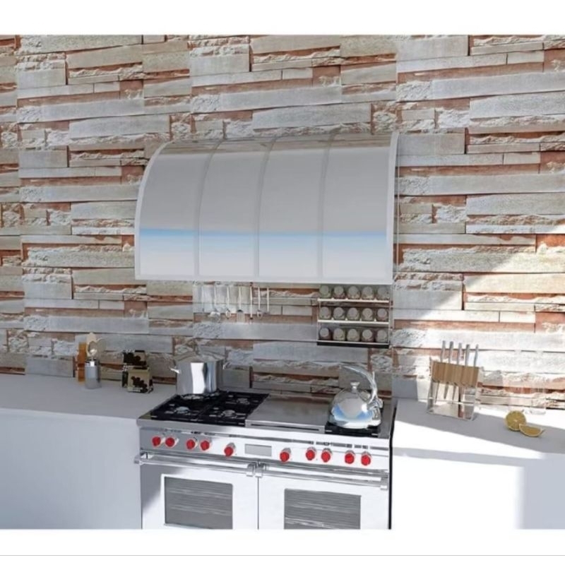 Jual Wallpaper Dinding Sticker Batu Alam Cream 8m x 45cm | Shopee Indonesia