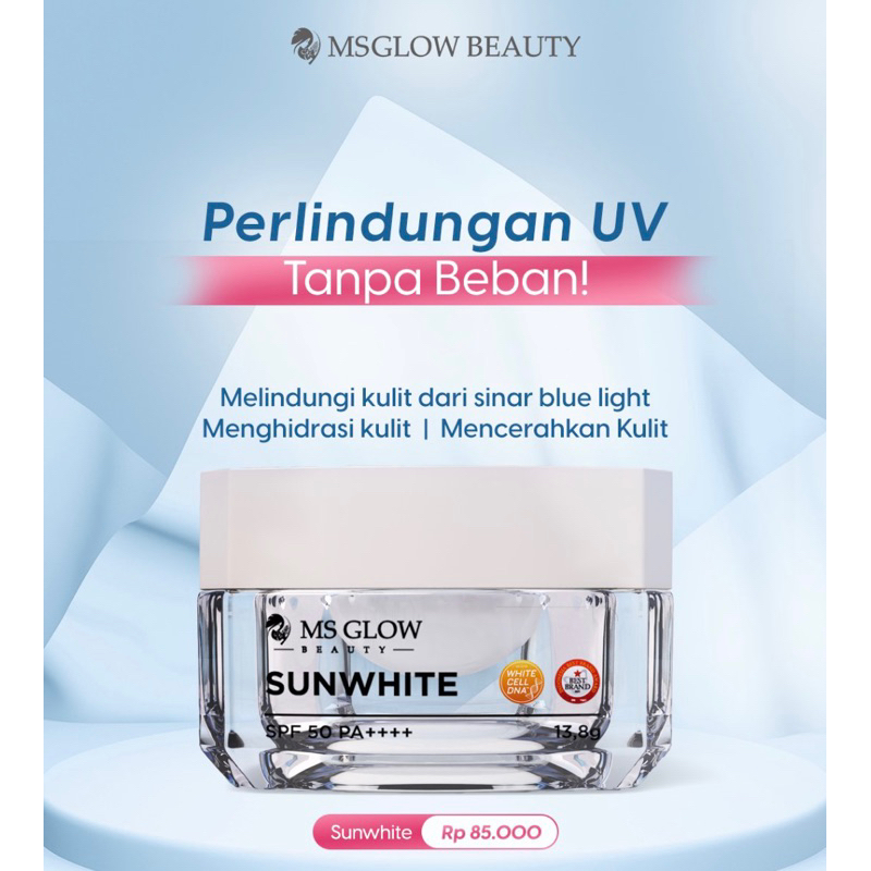 Jual SUN WHITE DAILY CREAM MS GLOW sunscreen SPF50PA++ kulit normal dan ...