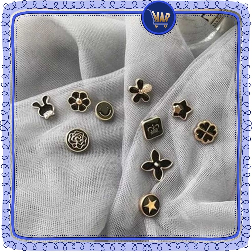 Jual Kancing Set Bros Pin 10 In 1 Motif Bunga Bintang Kelinci Desain ...