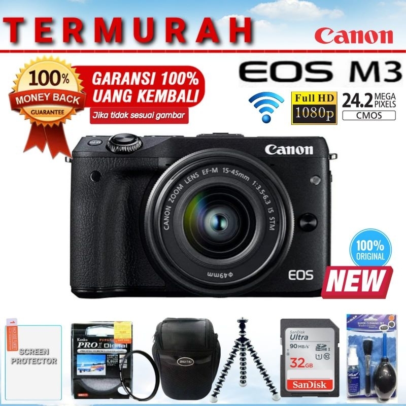 Jual KAMERA CANON EOS M3 WIFI + LENSA 15-45MM IS STM PRODUK ORIGINAL BERGARANSI | Shopee Indonesia