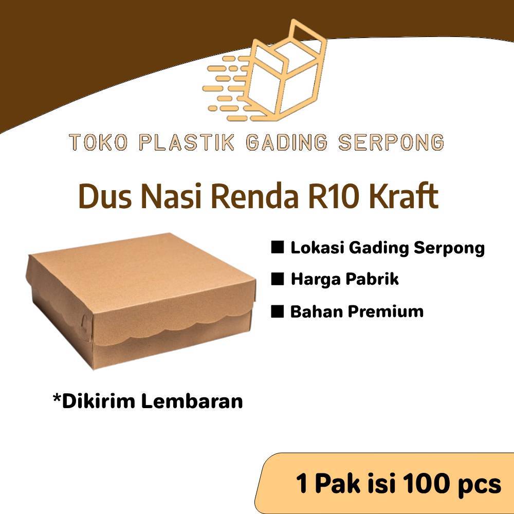 Jual Dus Nasi Kotak Renda R10 Kraft / Box Nasi Katering 310 GSM ...
