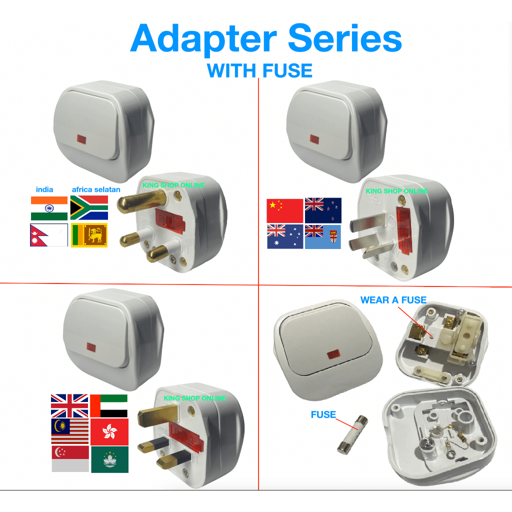 Jual Steker colokan UK AU SOUTH AFRICA - AC Electrical Power Switch ...