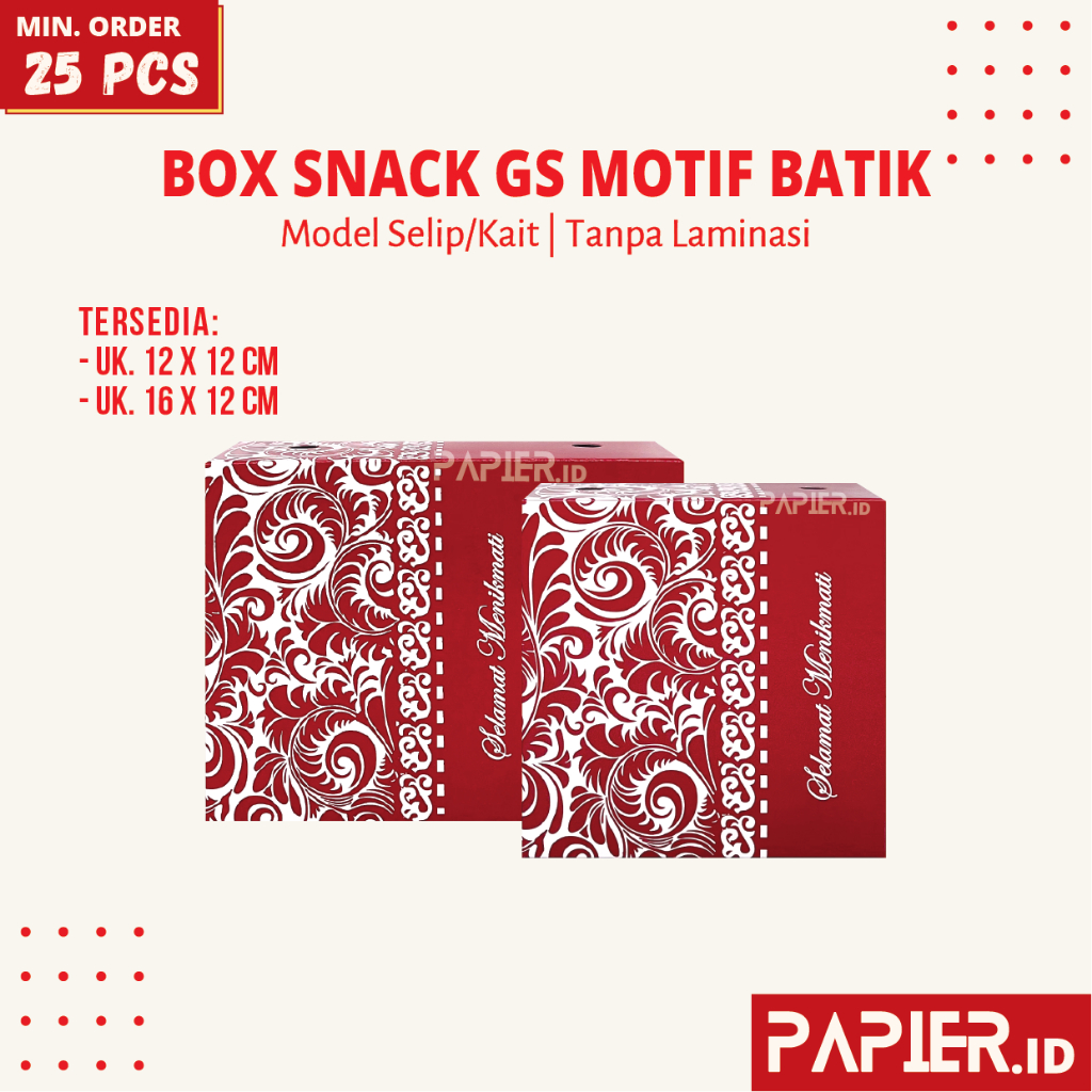 Jual Box Snack GS Motif Batik uk. 12x12 , 16x12 cm Tanpa Laminasi Tebal ...