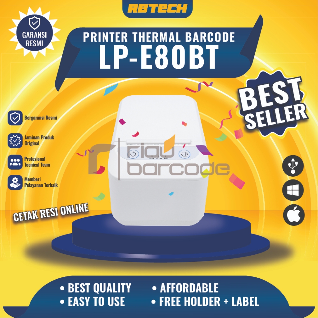 Jual Iware Printer Barcode Thermal LP-E80BT Cetak Label Boba 80mm Usb ...