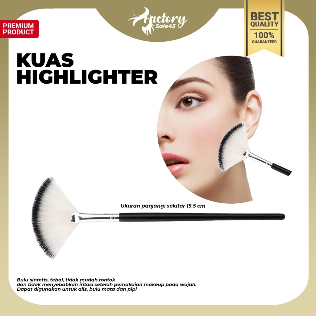 Jual KUAS HIGHLIGHTER Kuas Fan Make Up Brush Blush On Foundation Wajah ...