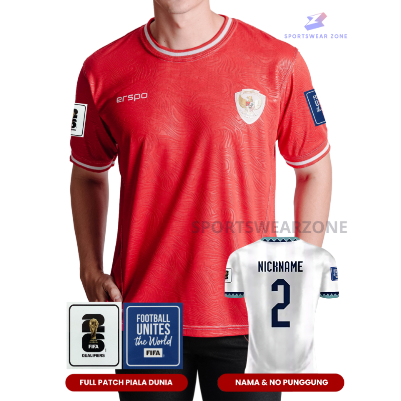 Jual SportsWearZone Erspo COSTUM NAMA + ANGKA Baju Jersey Timnas Indonesia 2023/2024 Home/Away ...