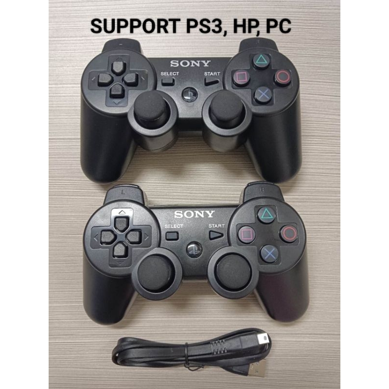 Jual PAKET 2 PCS STIK PS3 WIRELESS ORI PABRIK HITAM + 1 PCS KABEL USB CHARGER STIK PS3 | Shopee ...
