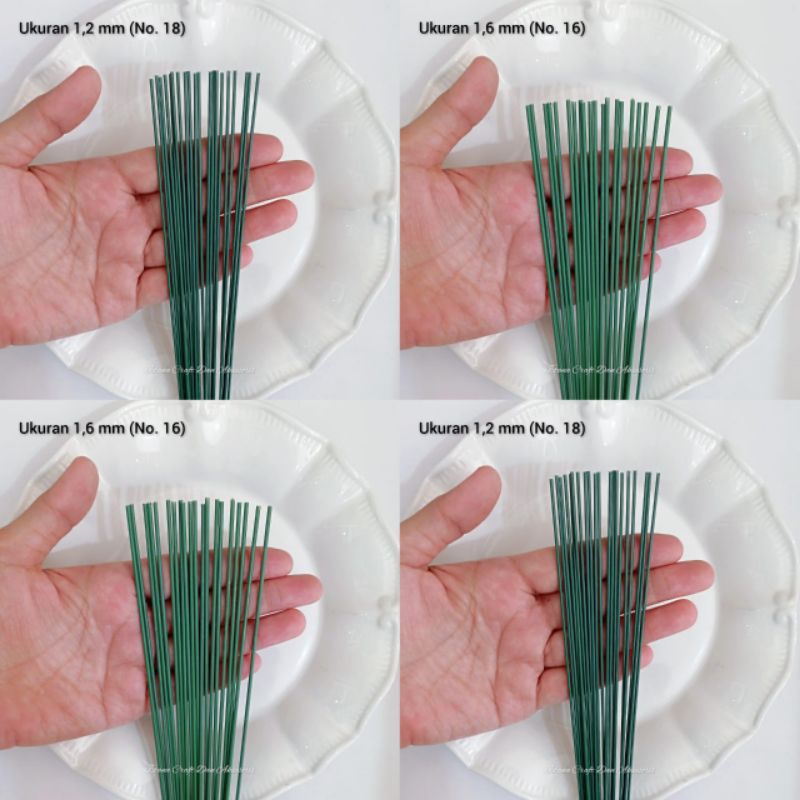 Jual Tangkai Bunga Artificial / Kawat Batang Lilin Hijau Tua Nomor 16 ...