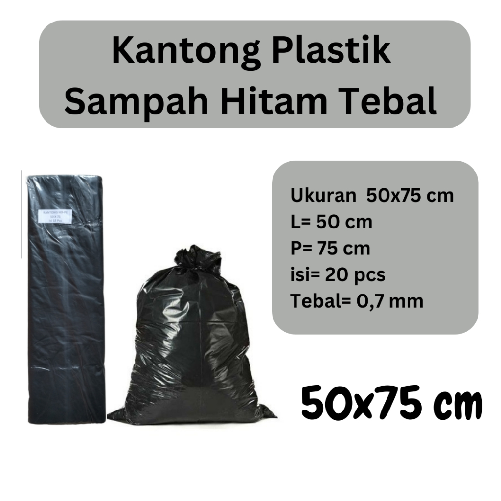 Jual Kantong Plastik Sampah Hitam Tebal Uk 50x75cm, Trash Bag | Shopee Indonesia