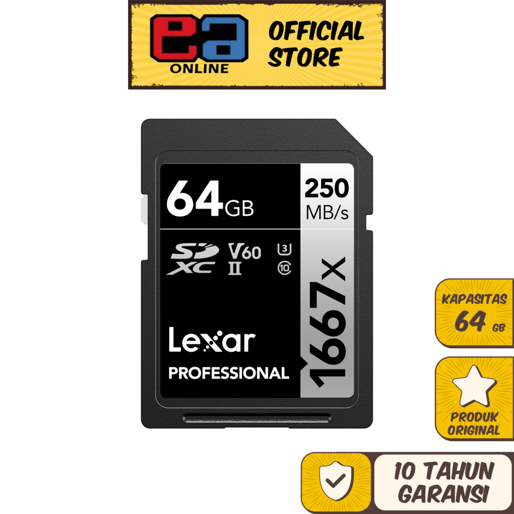 Jual Lexar Professional SDXC 64GB V60 UHS-II 1667X Up To 250MB/s | Shopee Indonesia