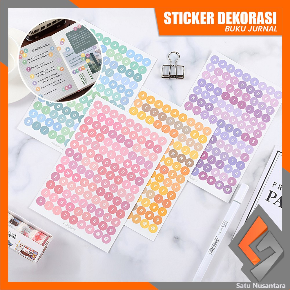 Jual SN-C1121 Stiker Alphabet Huruf Angka Deco Aesthetic Dekorasi Buku ...