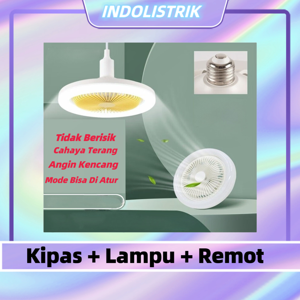 Jual Lampu kipas angin remote 2in1 lampu plafon multifungsi lampu kipas ...