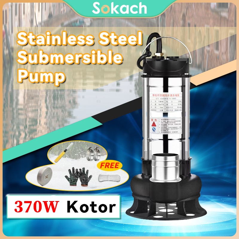 Jual Pompa Celup Air Kotor Otomatis 370Watt Stainless Steel Sewage Pump ...